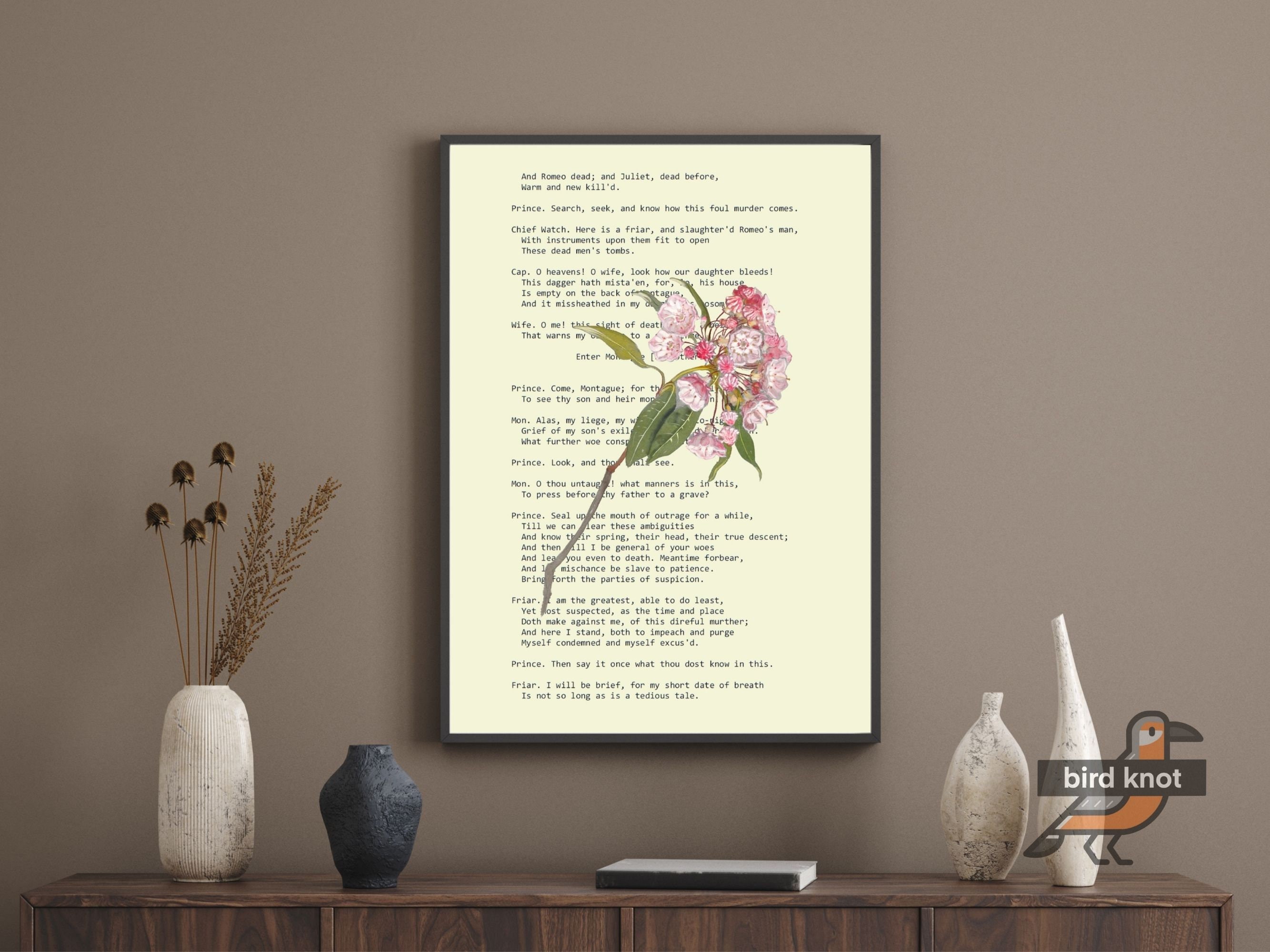 Romeo and Juliet Wild Flowers Printable Art on Novel Pages, Vintage Art ...