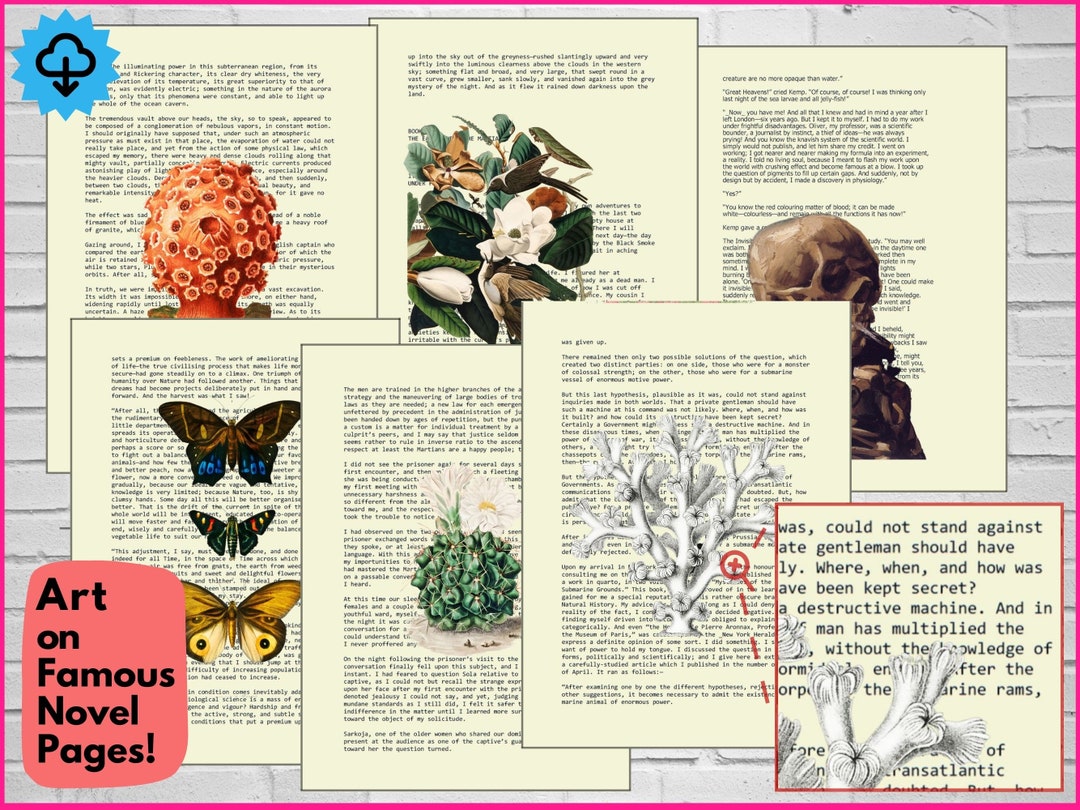 Sci-fi Genre Printable Art on Novel Pages, Poster Art, Vintage Art ...