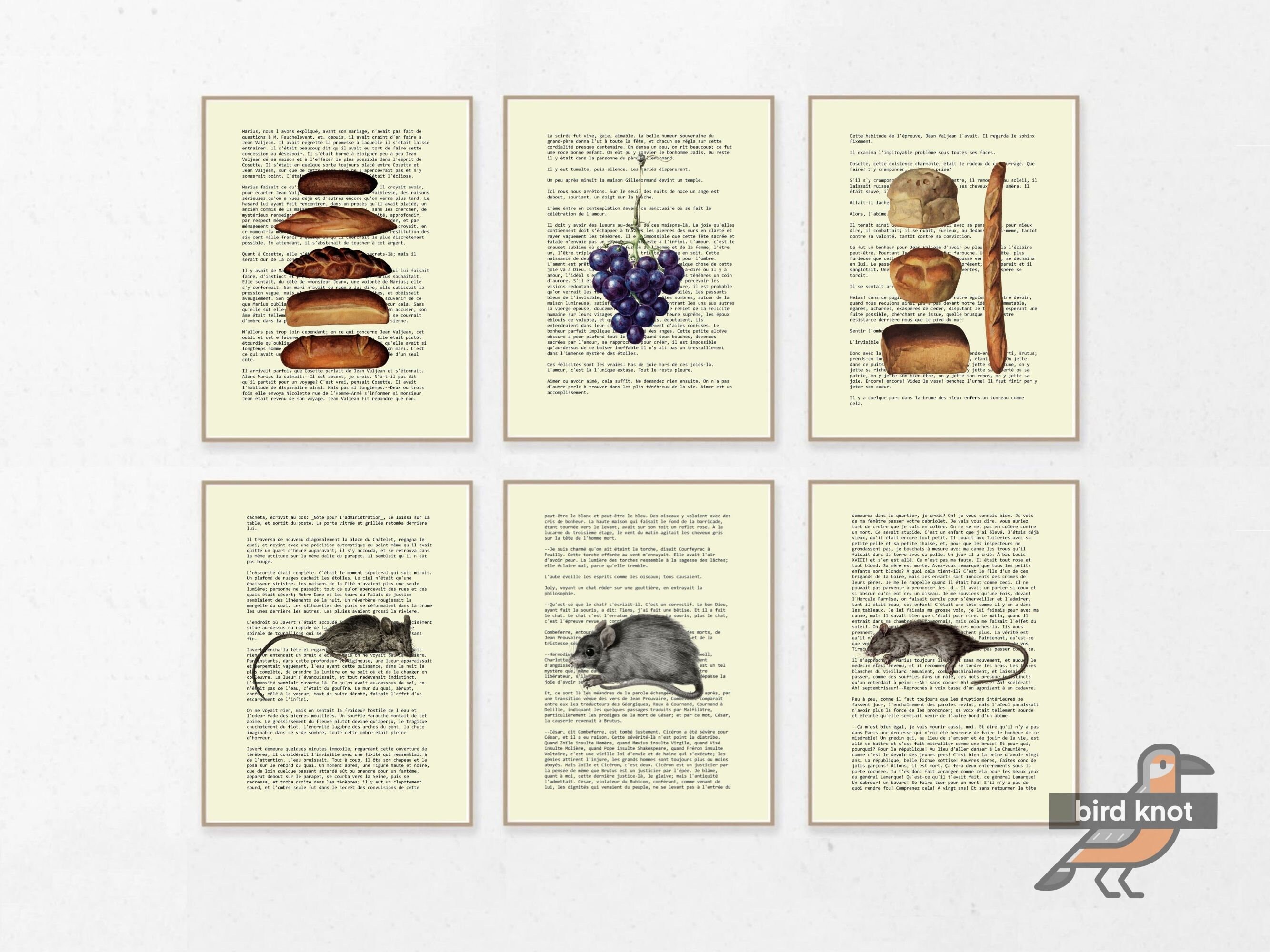 Les Misérables Food & Rats Printable Art on Novel Pages, Poster Art ...