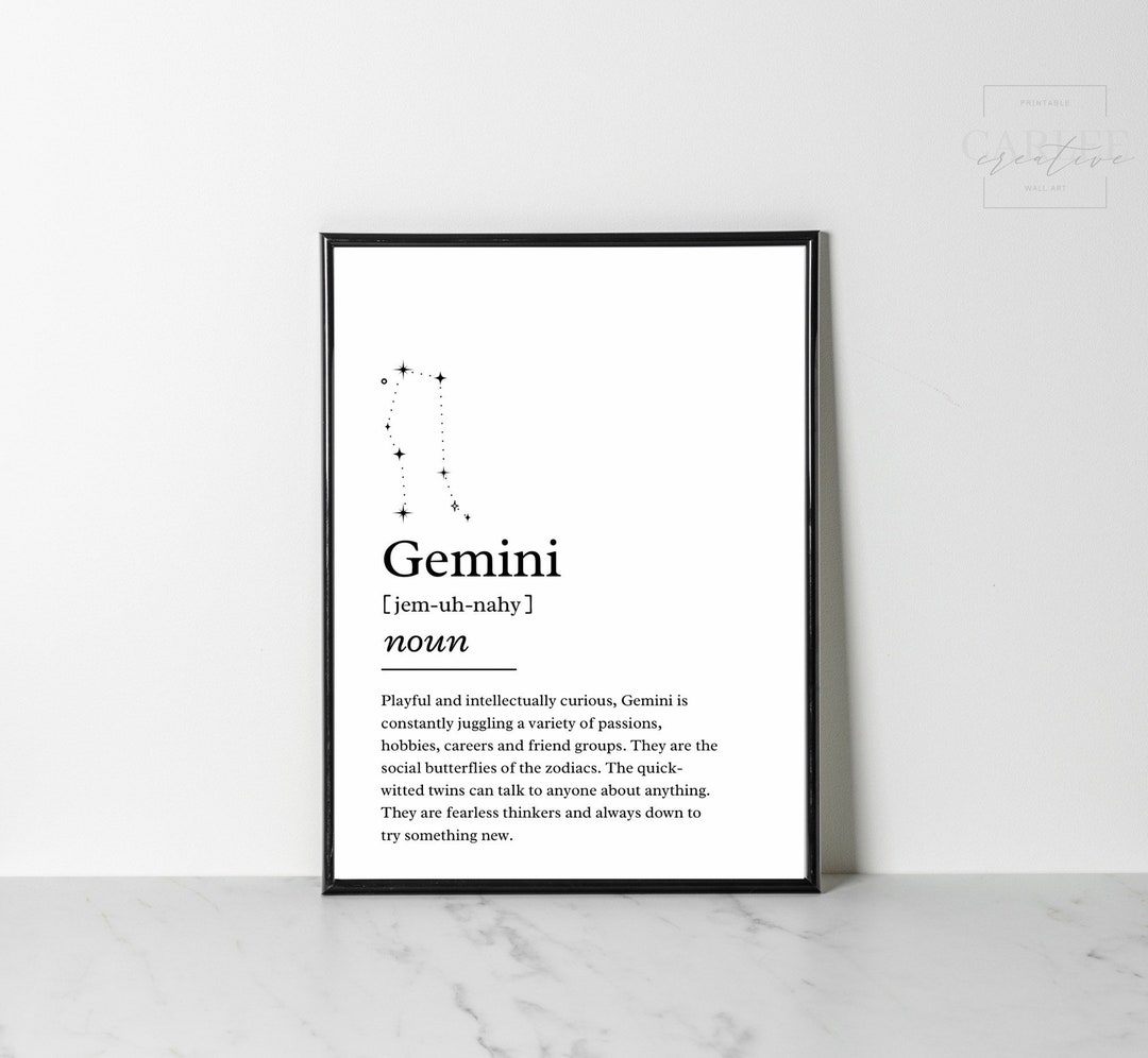 Gemini Zodiac Sign Definition, Astrology Prints, Printable Wall Art ...