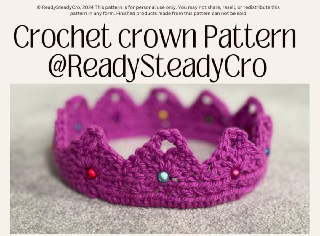 Crochet Crown Pattern Digital Download PDF US and UK Crochet Terms ...