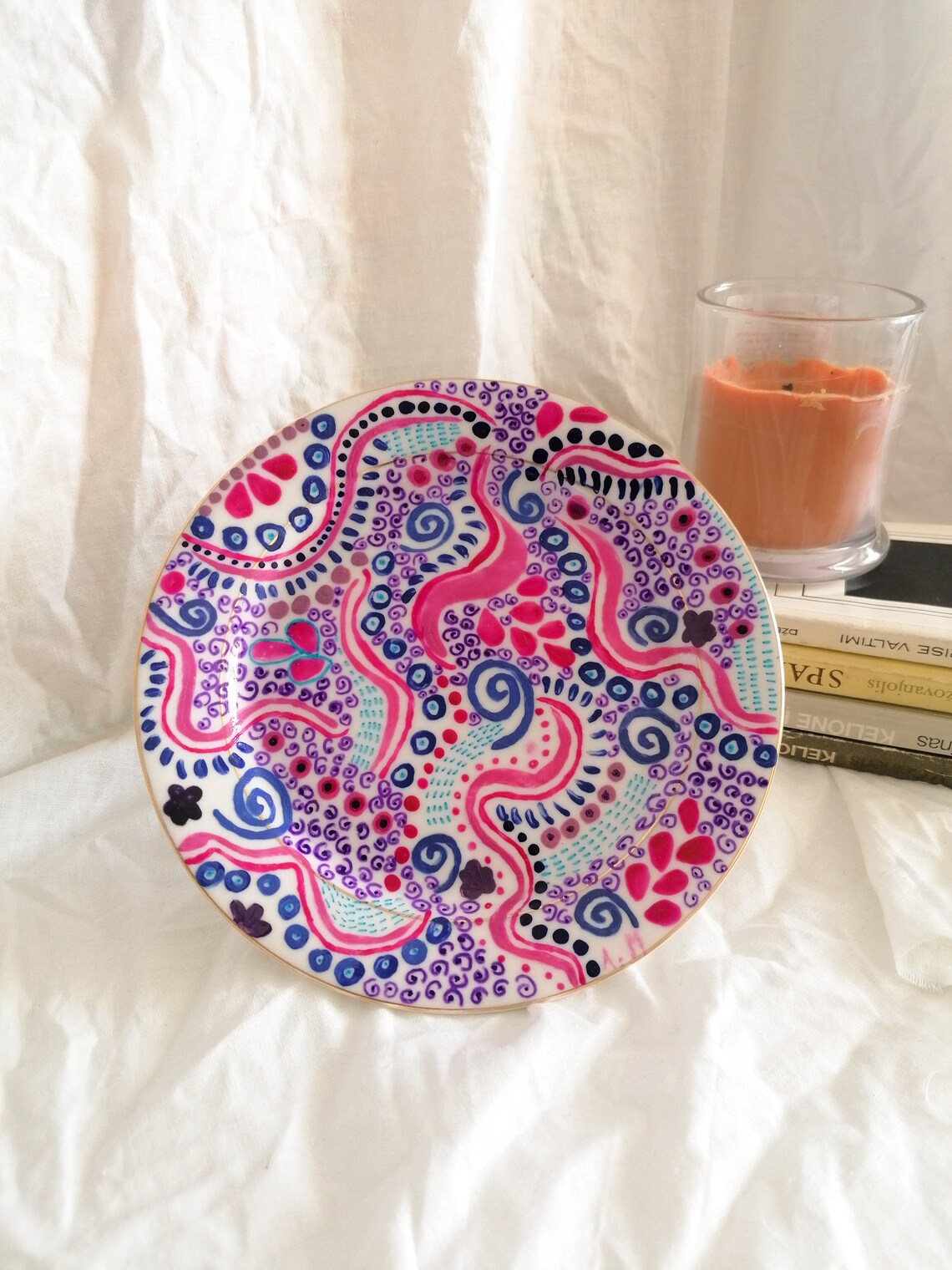 Bright Hand-painted Porcelain Plate for Home Decor / Plate for Wall ...
