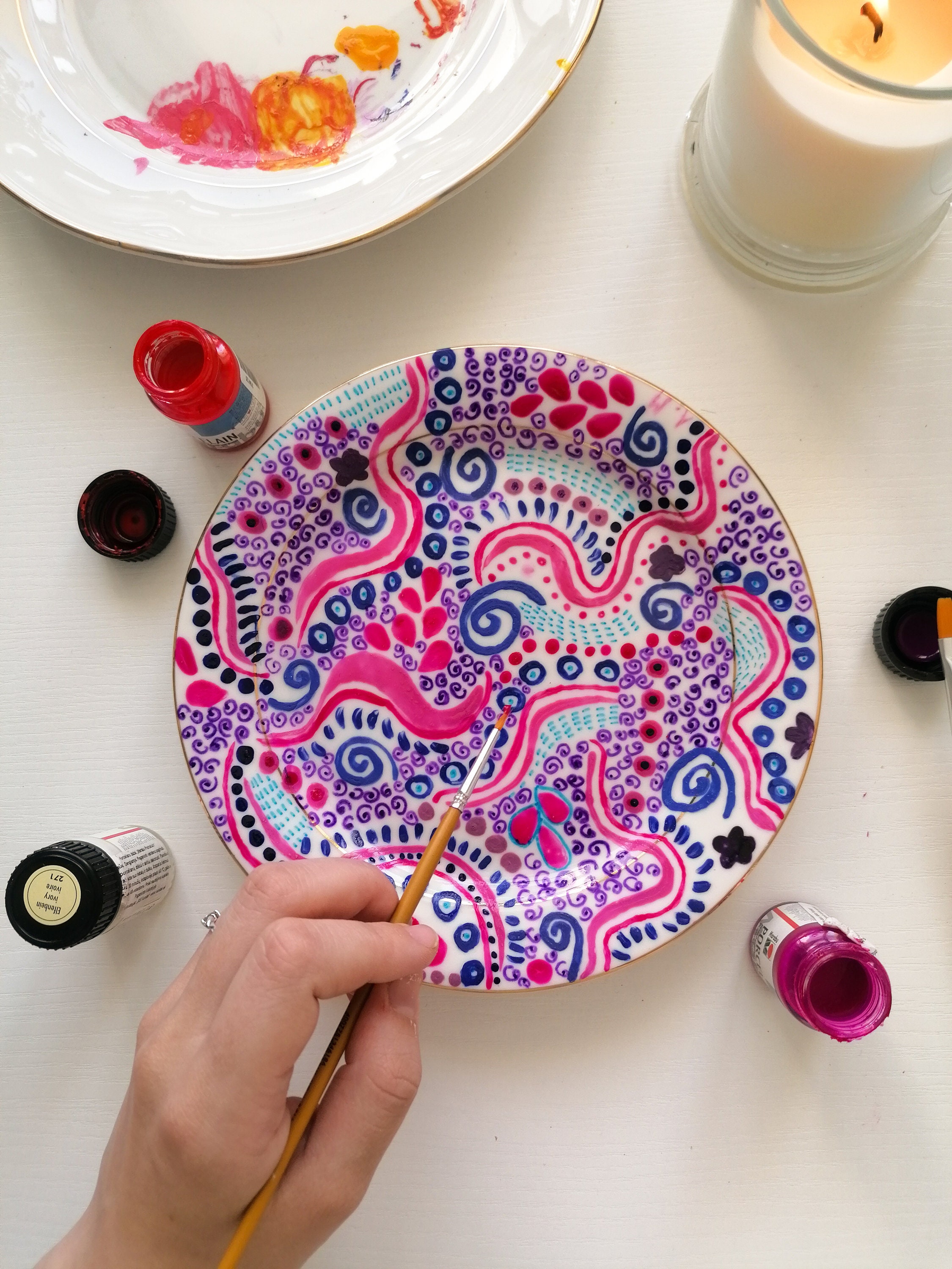Bright Hand-painted Porcelain Plate for Home Decor / Plate for Wall ...