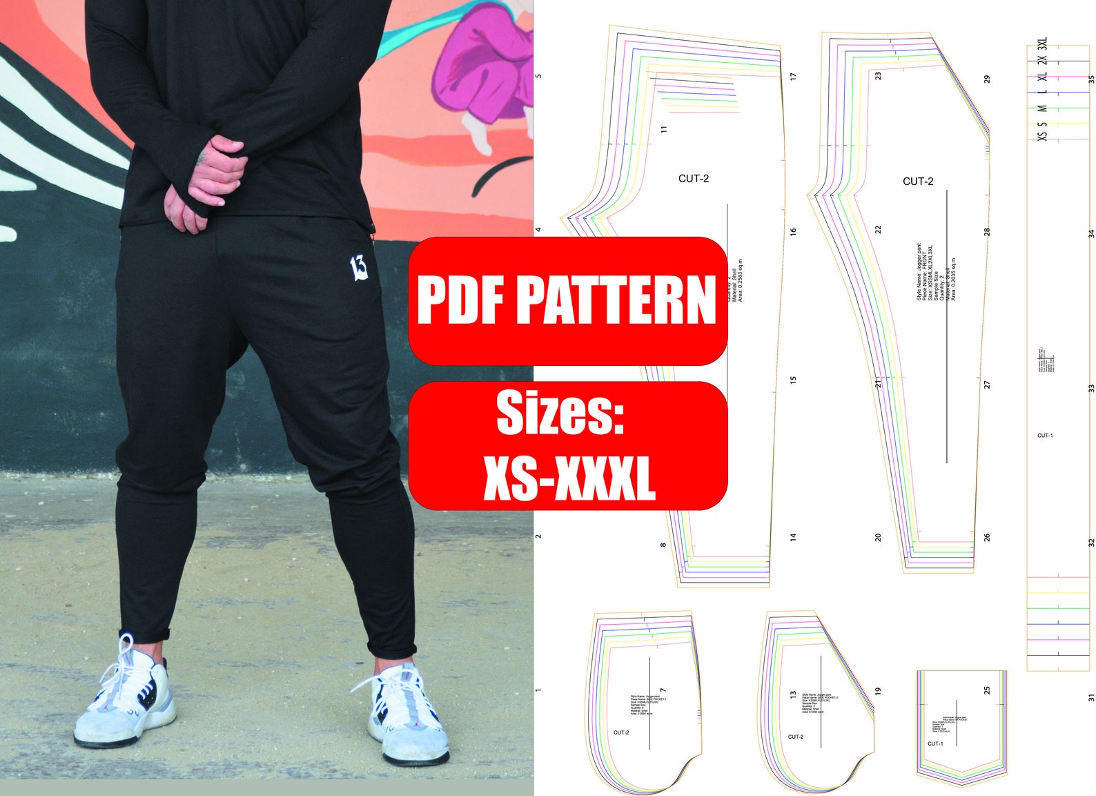 Slim Fit Jogger Pants PDF Sewing Pattern Sizes: XS-XXXL - Etsy