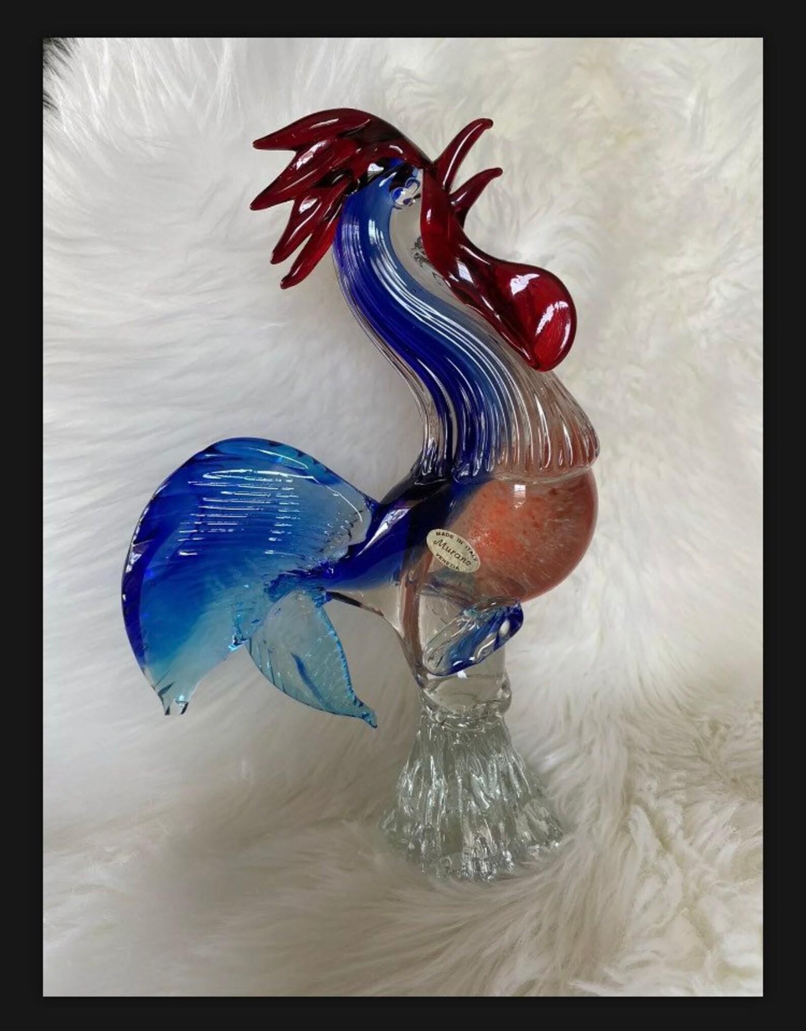 Vintage murano art glass rooster | Etsy