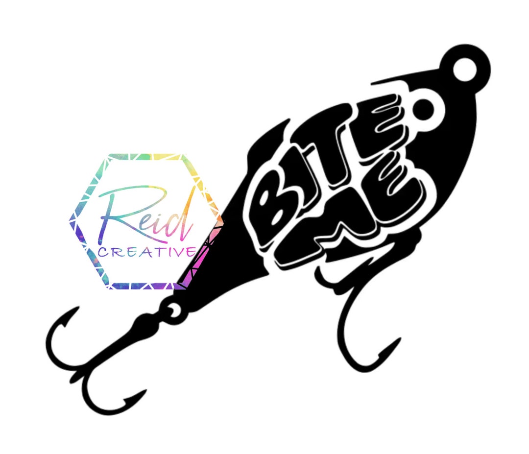 Bite Me Funny Fishing Car Sticker Bumper Decal Fish Carp Sea Rod Line ...