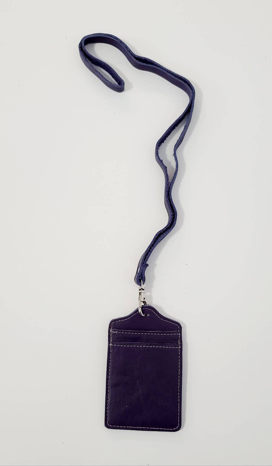 Real Leather Lanyard/badge or ID Card Holder - Dark Purple - Etsy