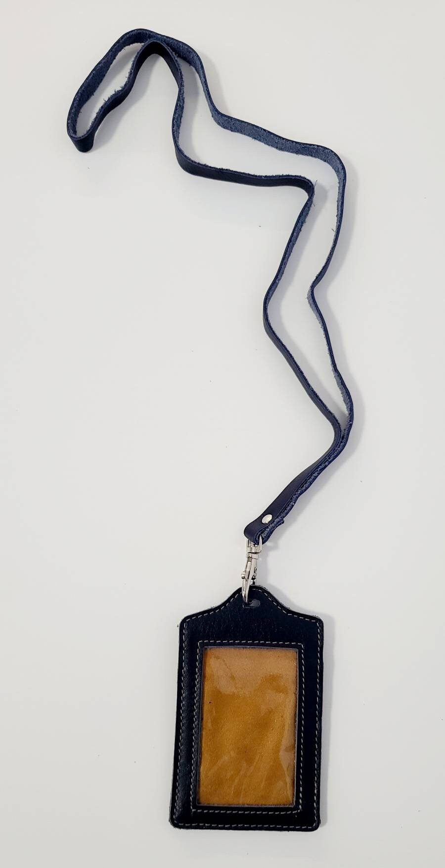 Real Leather Lanyard/badge or ID Card Holder - Navy Blue - Etsy