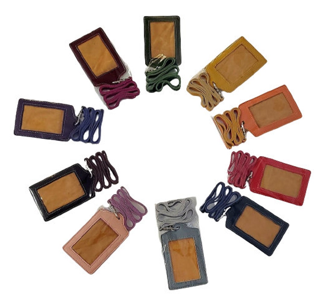 Real Leather Lanyard/badge or ID Card Holder - Etsy