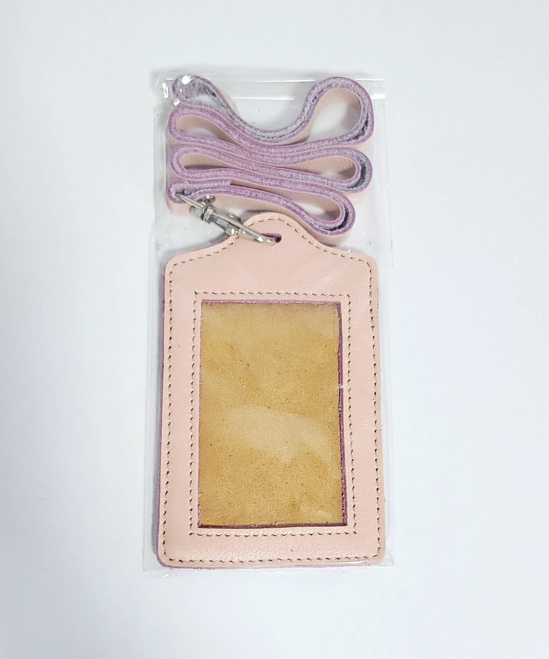 Real Leather Lanyard/badge or ID Card Holder - Light Pink - Etsy