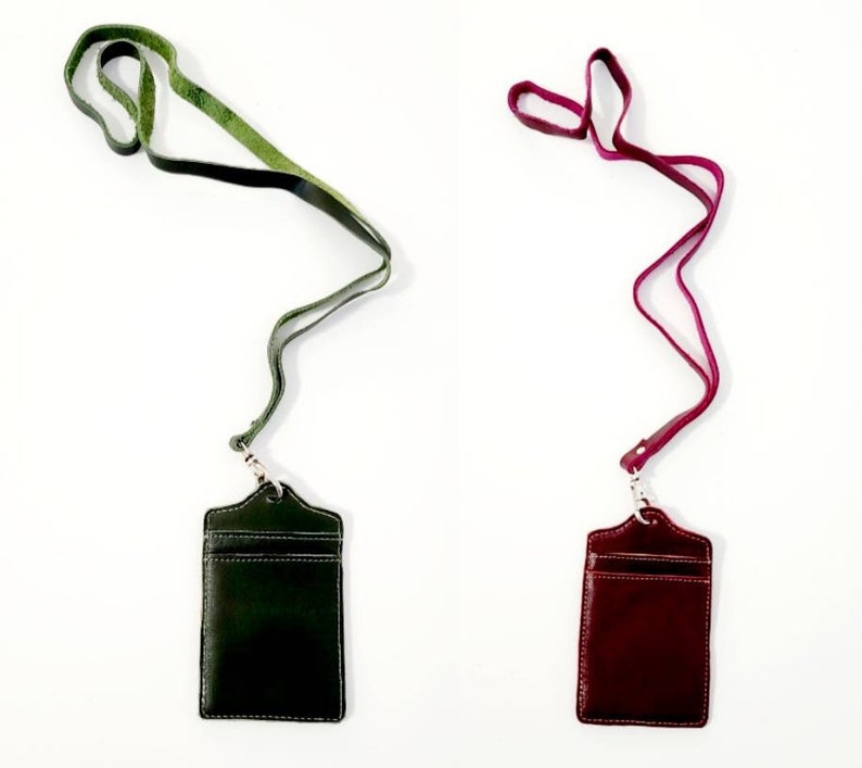 Real Leather Lanyard/badge or ID Card Holder - Etsy