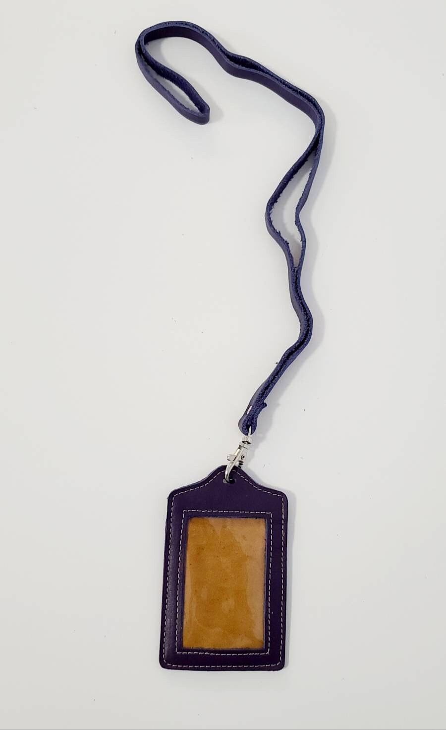 Real Leather Lanyard/badge or ID Card Holder - Dark Purple - Etsy