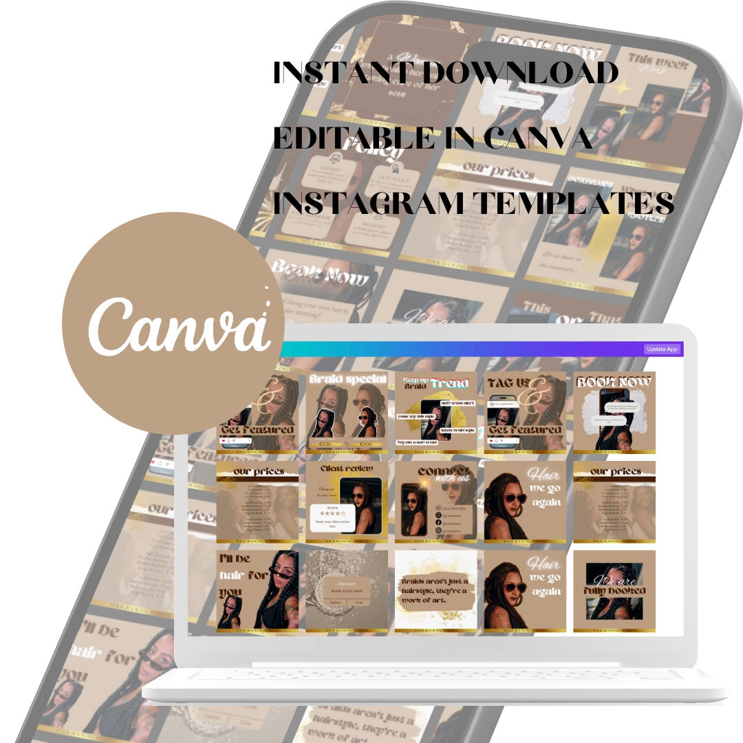 75 IG POST TEMPLATE Braid Business Templates Hairstylist Templates ...