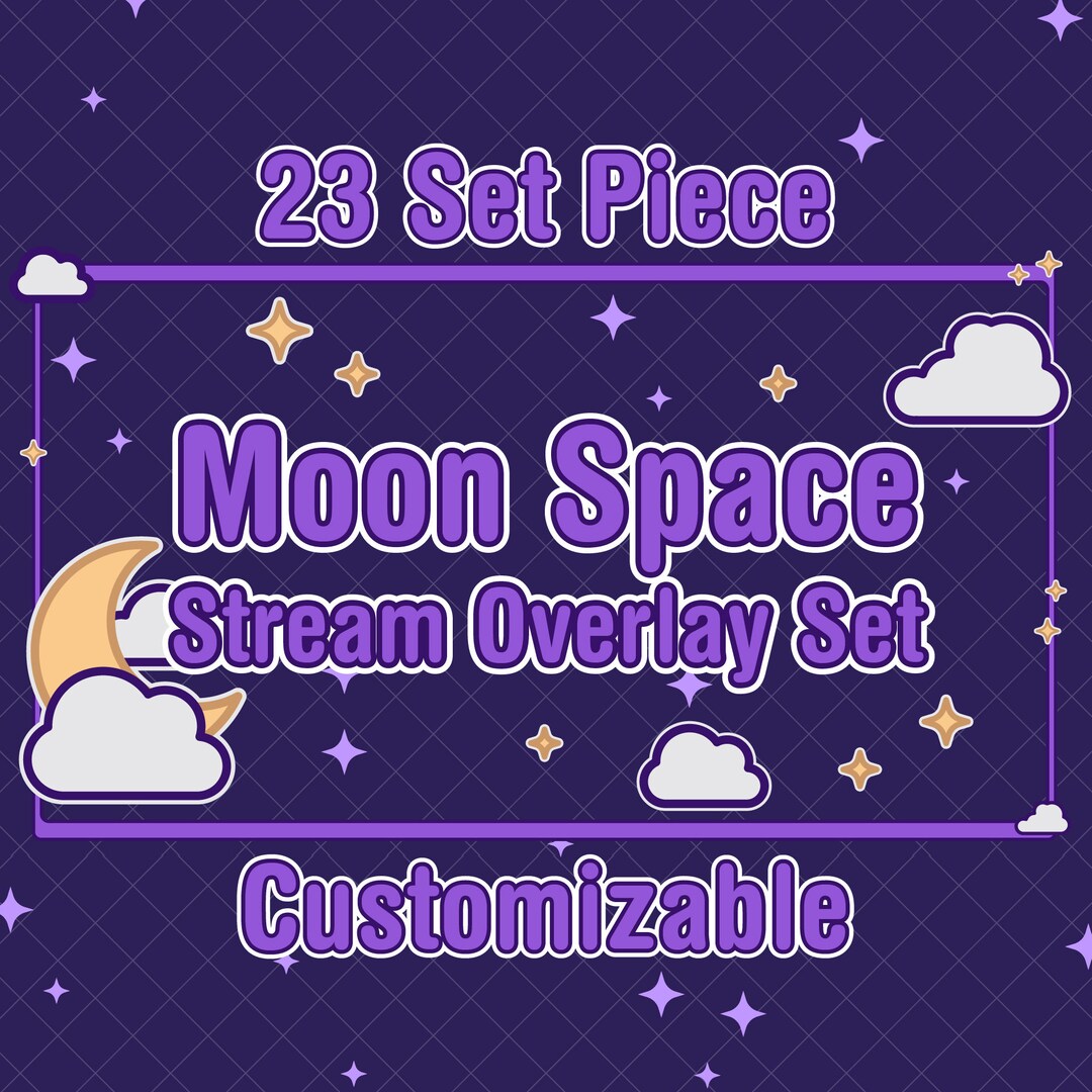 Moon Space Twitch Overlay Set, Cosmic Aesthetic, Custom, Purple Overlay ...