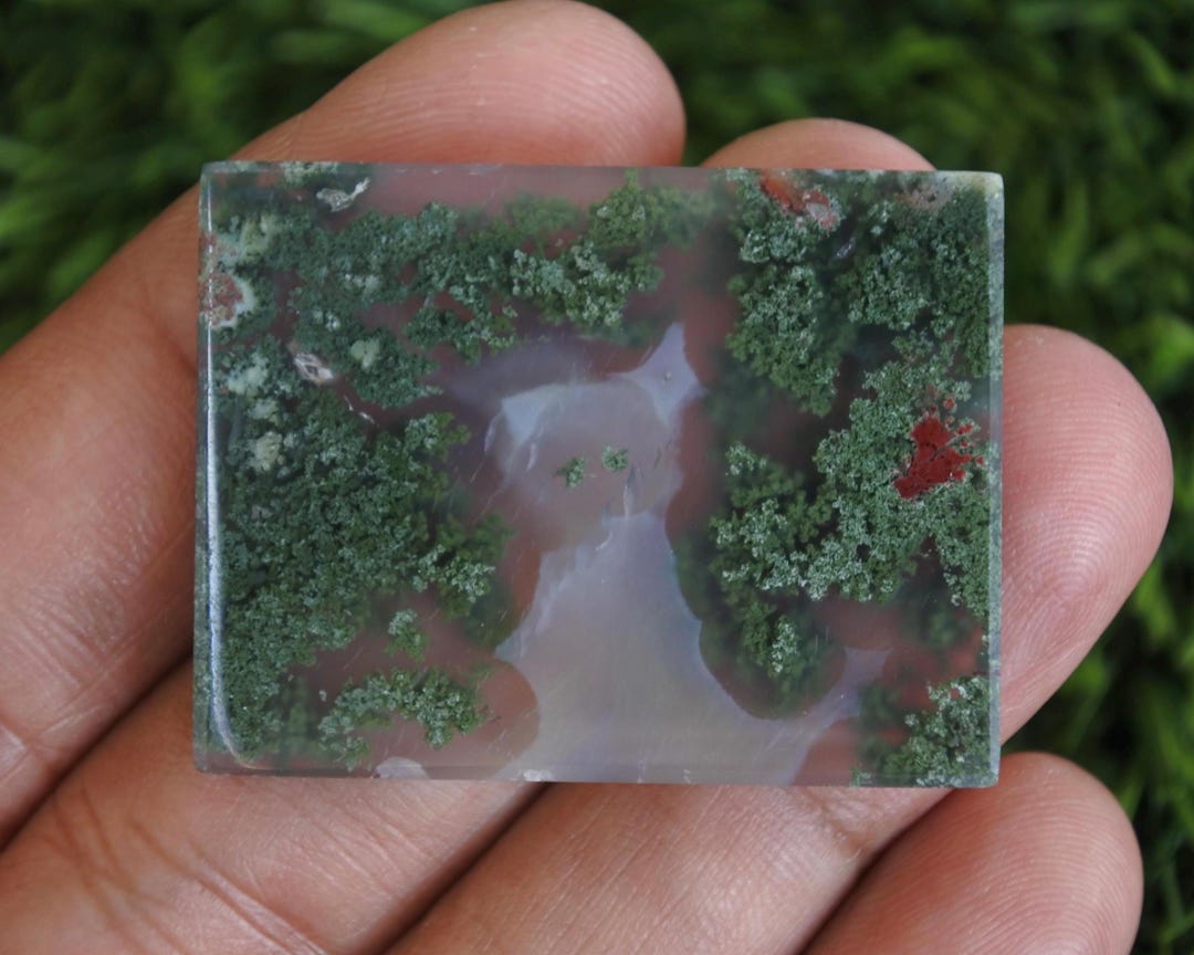 Cat's Picture in Java Moss Agate - Etsy