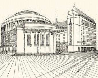 Library Ink Drawing - Etsy