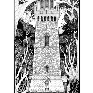 Original Victoria Tower Guernsey Channel Islands Freehand Drawing ...