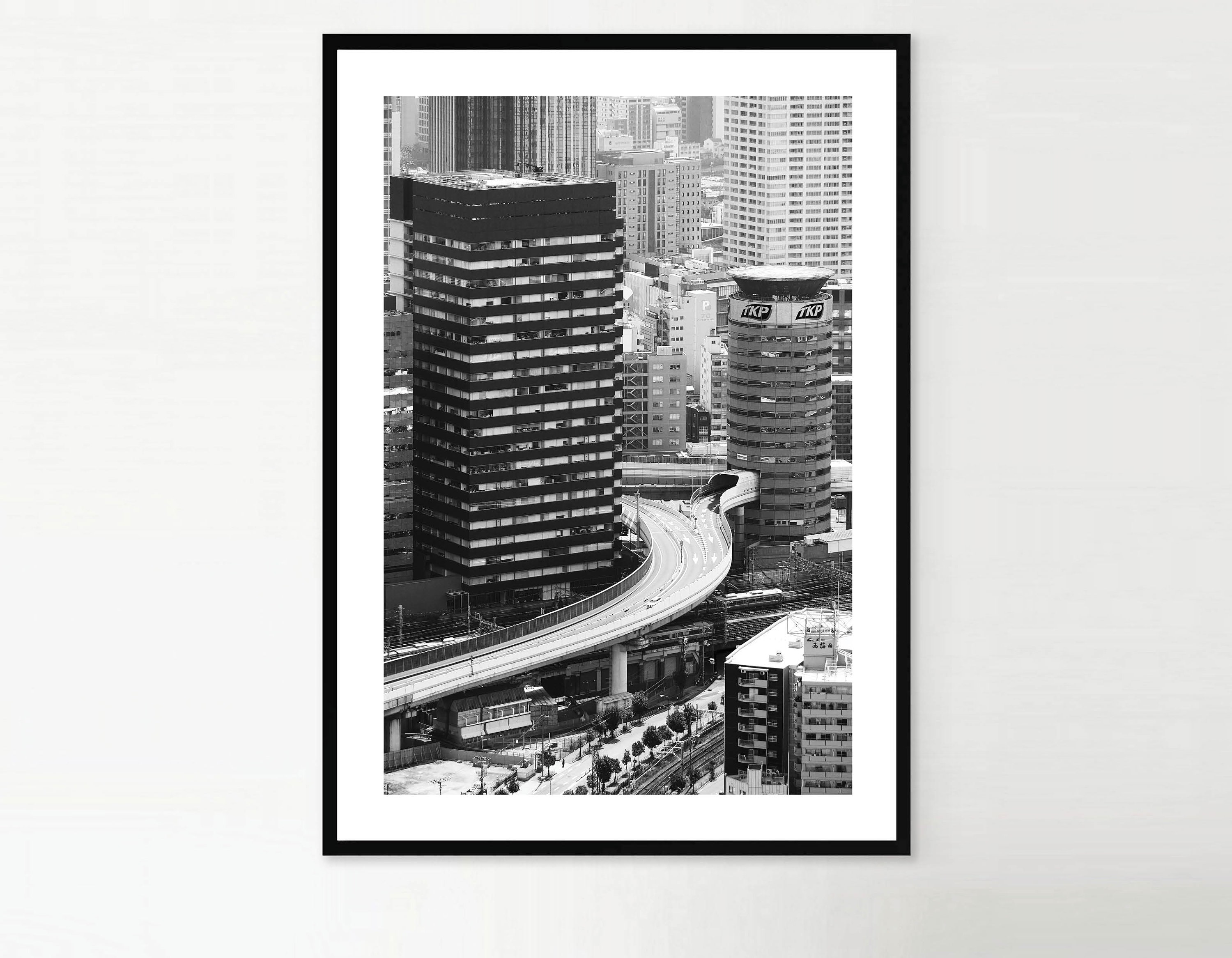 Japan Osaka TKP Gate Tower Building Aerial View Road Through Building ...