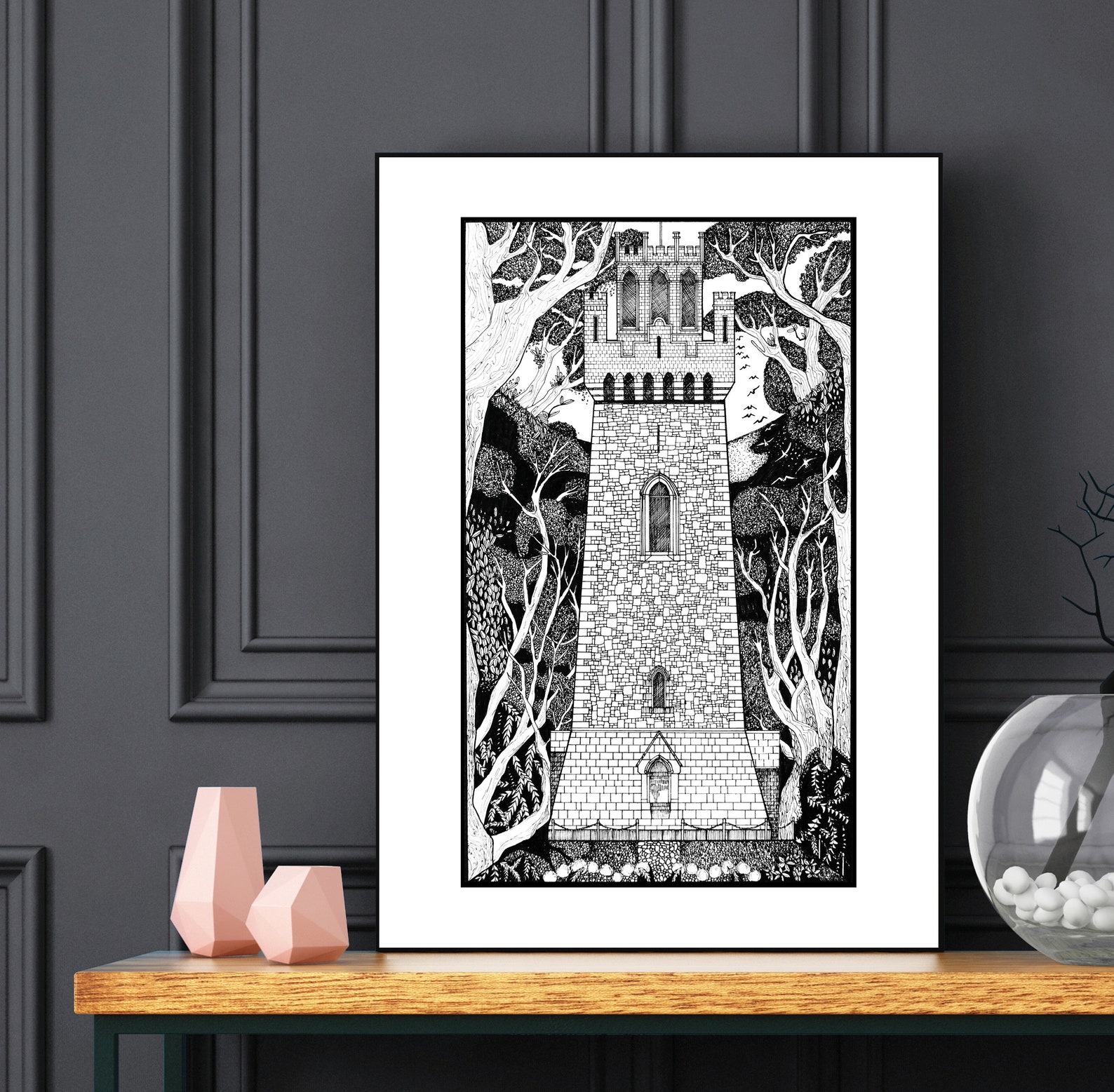 Original Victoria Tower Guernsey Channel Islands Freehand Drawing ...