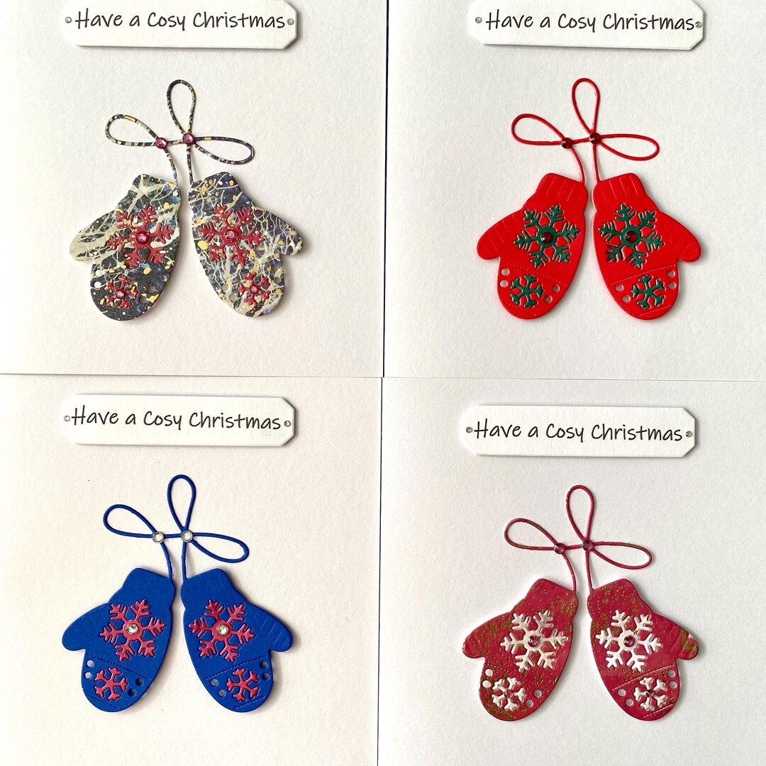 Christmas Winter Mittens Cards, Muliti Pack of 5 Designs and Colours - Etsy
