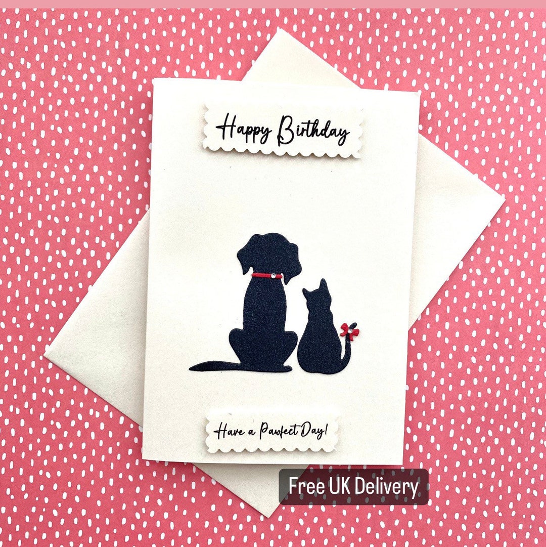 Happy Birthday Card, Dog and Cat Card, Dog & Cat Lovers, Personalised ...