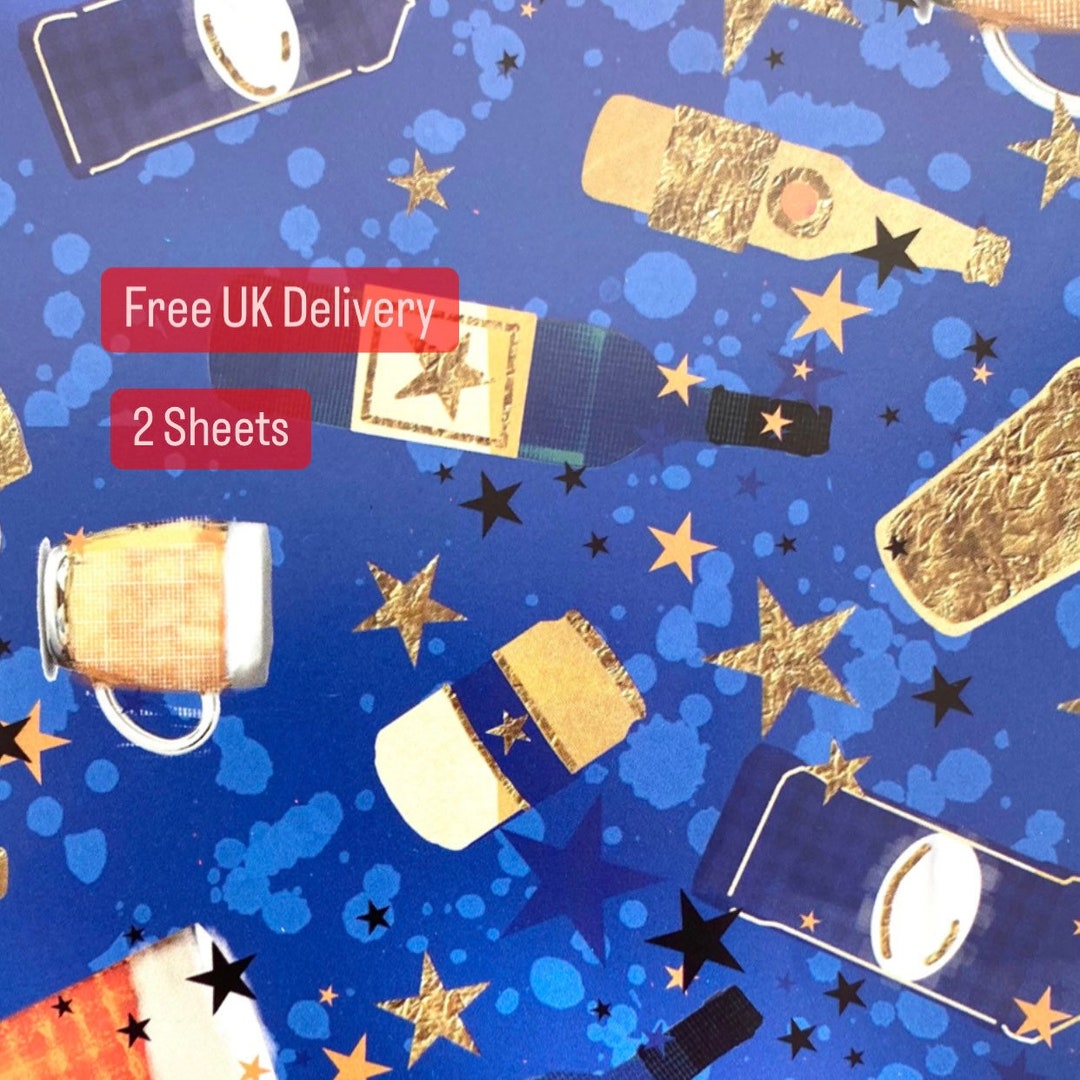 Beer & Ale Wrapping Paper Blue Birthday Wrapping Paper - Etsy