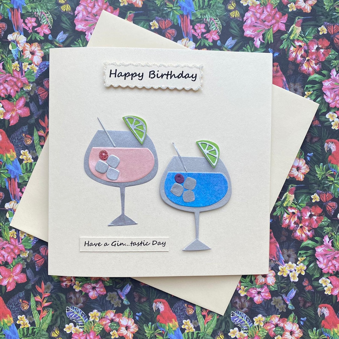 Personalised Gin Lover Birthday Card, Birthday Gin Cocktails Card, Gin ...