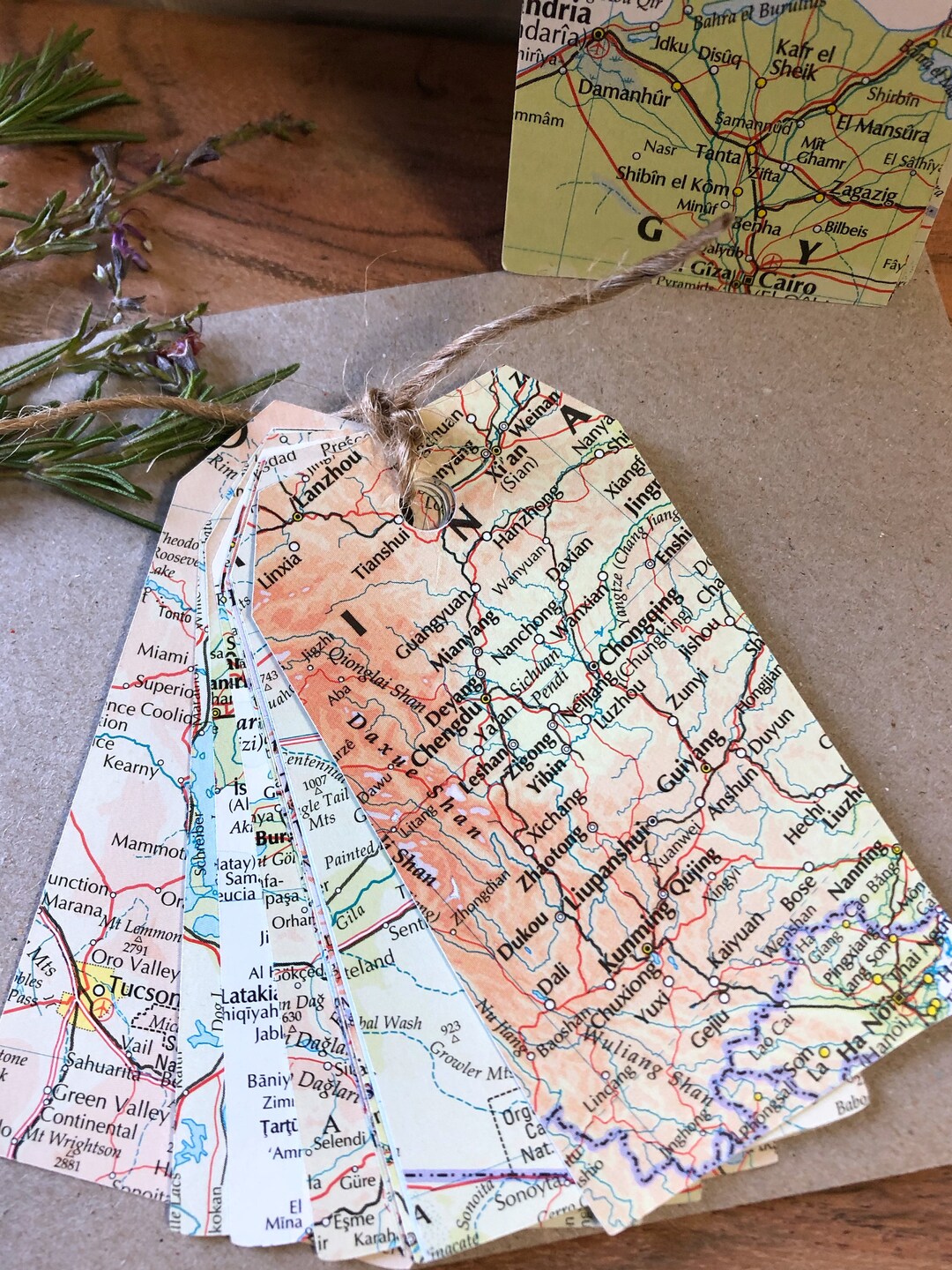 Atlas Tags, Set of 12 - Gift Tags, Scrapbook Tags, Junk Journal ...