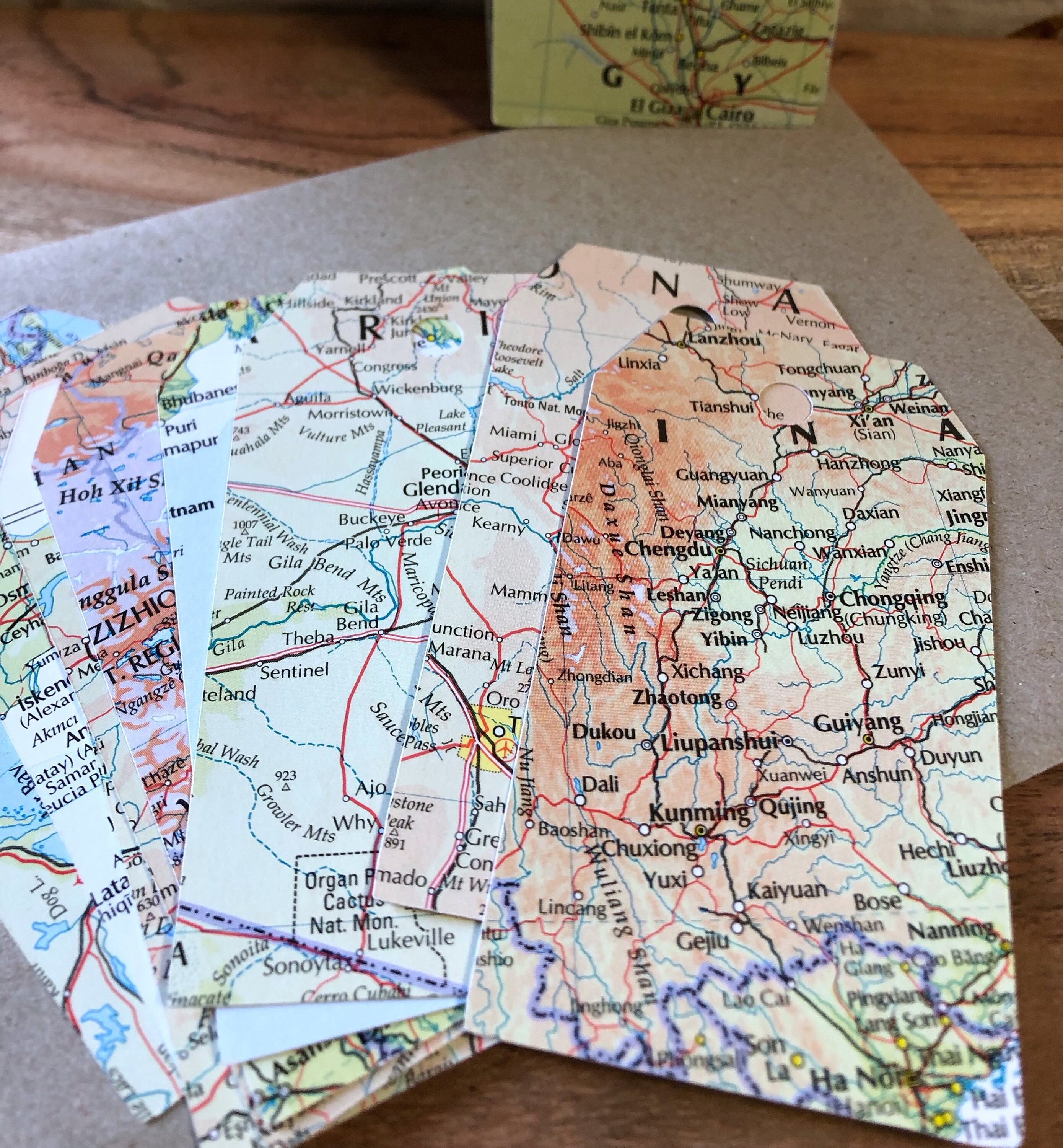 Atlas Tags, Set of 12 - Gift Tags, Scrapbook Tags, Junk Journal ...