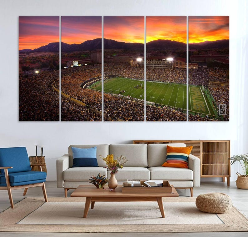 Folsom Field Stadium Canvas Wall Art - Game Day View Mountain Backdrop ...