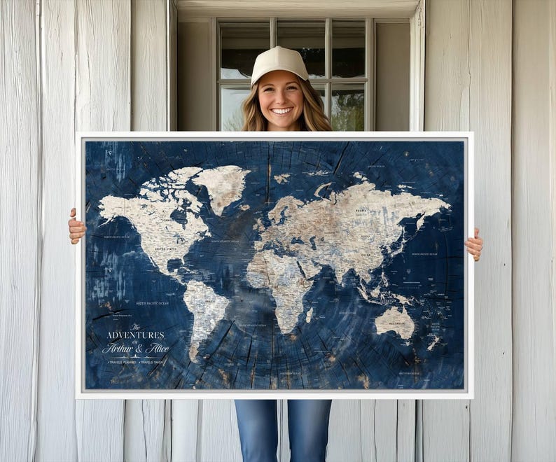 Personalized Map Print, Custom World Map, Framed Map Wall Art ...