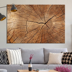Wood Wall Art Tree Ring Canvas Wood Texture Print Wood Decor Modern Art ...