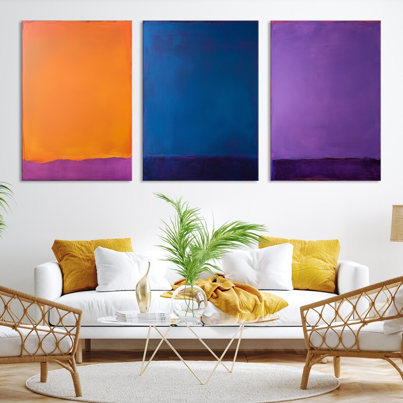 Mark Rothko Style Abstract Sunset Color Block Canvas Wall Art - Vibrant ...