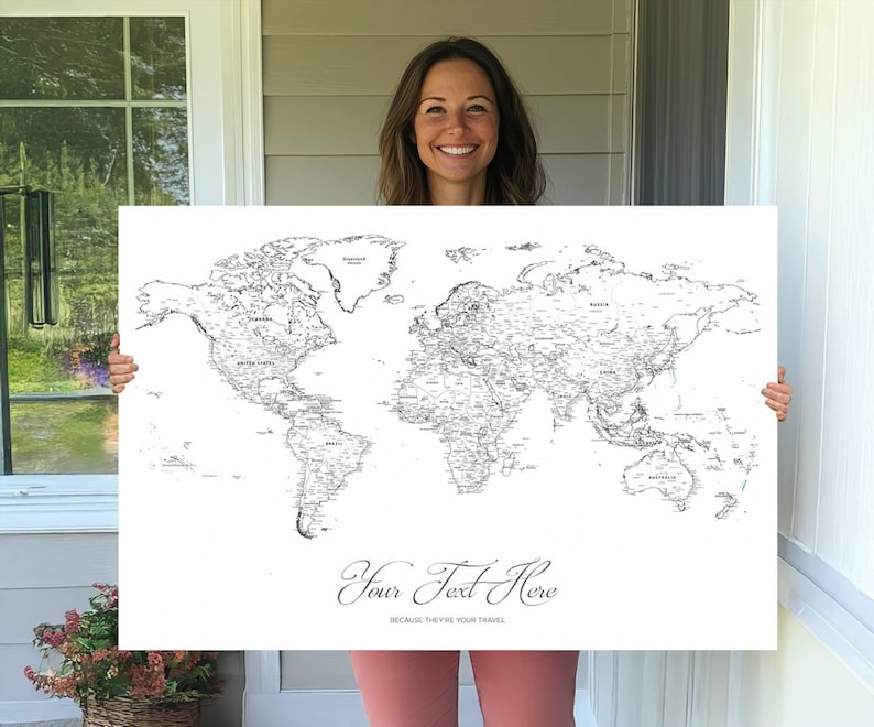 Personalized Travel Maps, Custom Maps, Framed Push Pin World Map ...