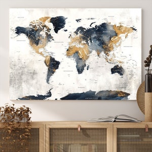 Colorful World Map Wall Art Canvas Print for Home and Office Decoration ...