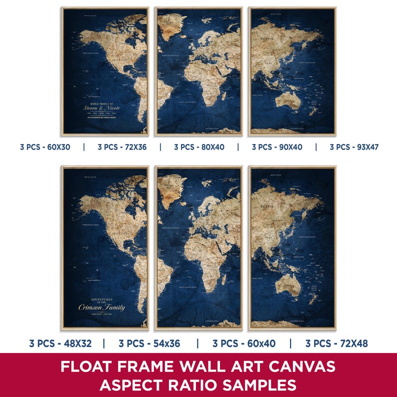 Personalized Push Pin World Map, Framed Travel Tracker Wall Art - Etsy