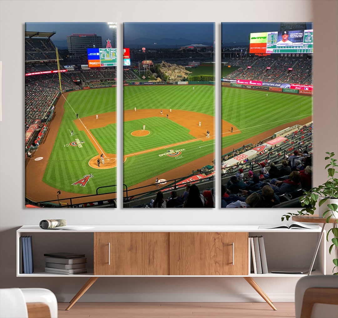 Angel Stadium Canvas Wall Art - Panoramic Baseball Game Day View ...
