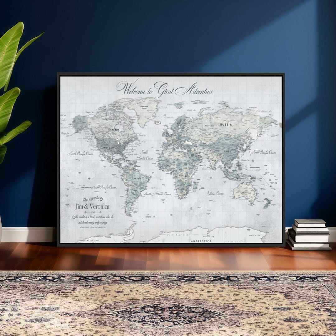 Personalized World Map Wall Art, Custom Minimal Travel Map Canvas Print ...