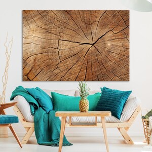 Wood Wall Art Tree Ring Canvas Wood Texture Print Wood Decor Modern Art ...