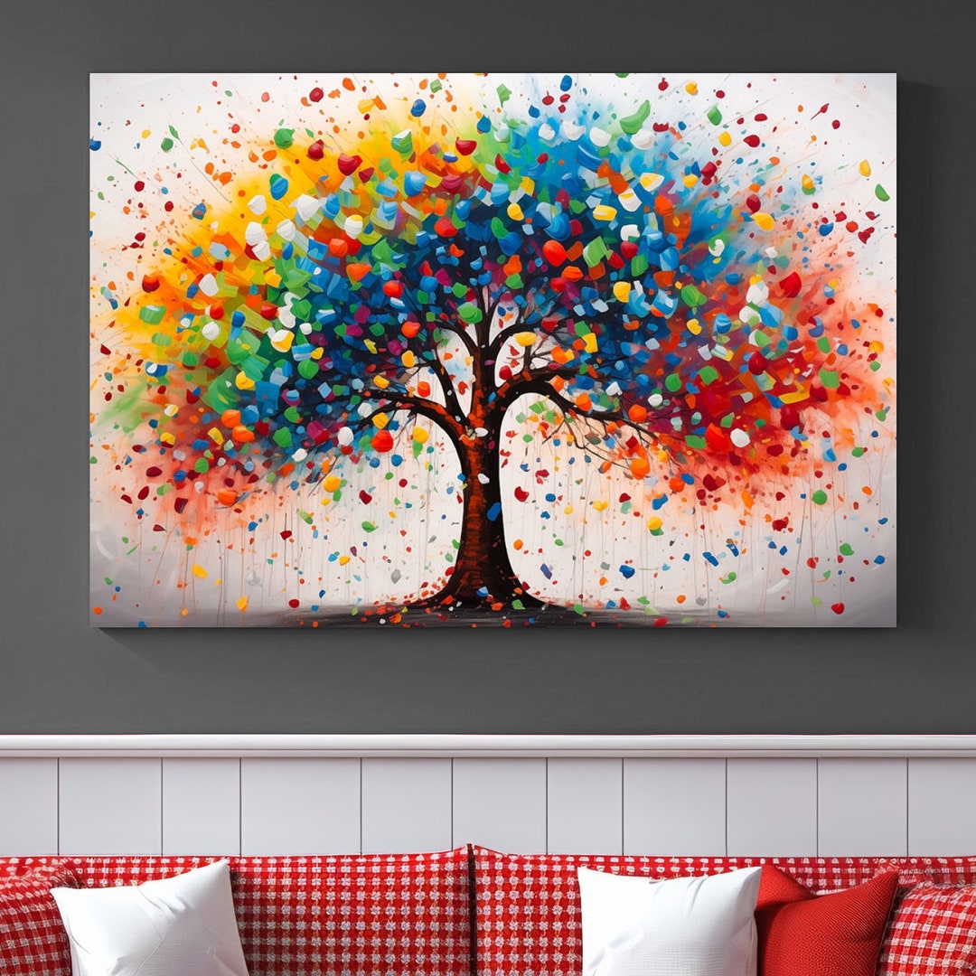 Abstract Tree Wall Art Print, Oilpaint Tree Painting Wall Art Canvas ...
