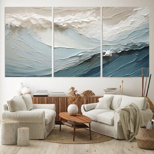 Waves Abstract Wall Art Print, Modern Nautical Canvas Print, Framed ...