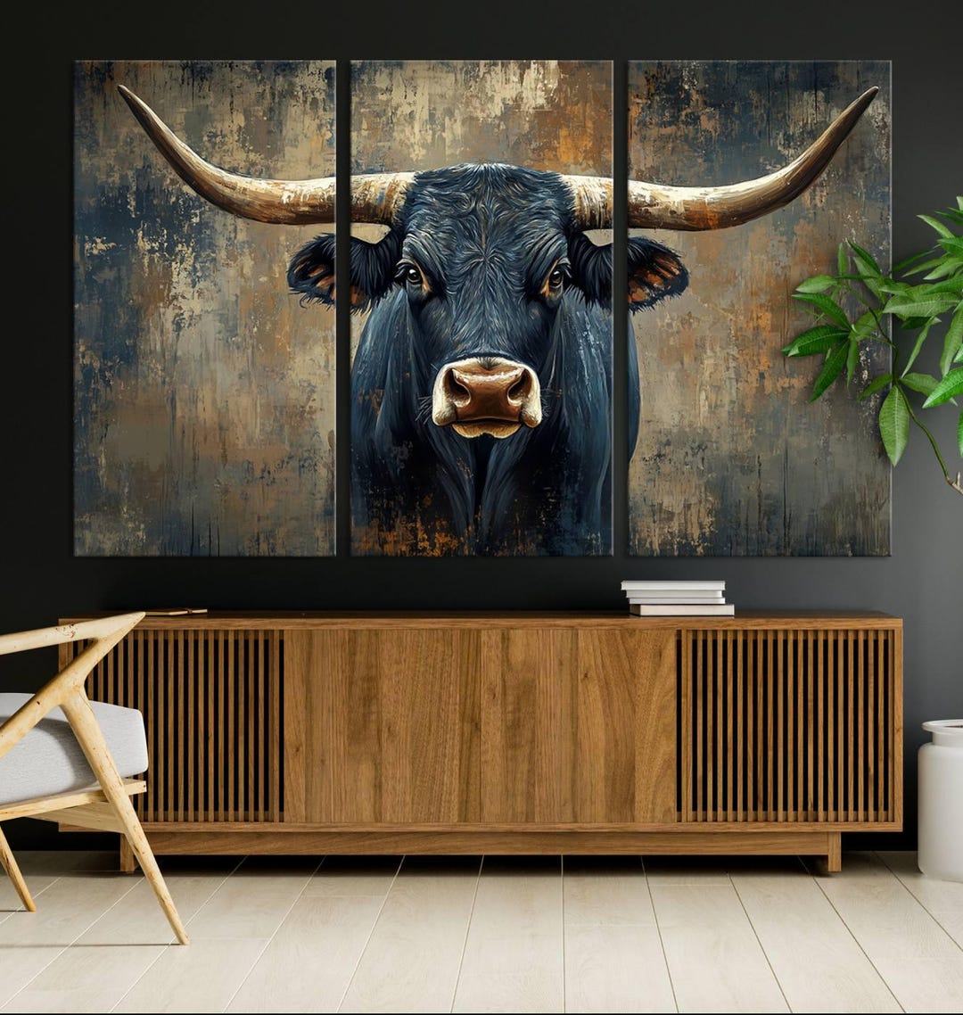 Longhorn Bull Canvas Print – Rustic Western Wall Art - Etsy