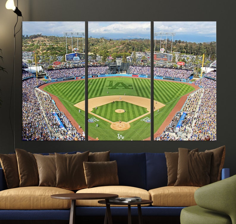 Dodgers Baseball Stadium Wall Art Canvas Print - Multi Panel - Ready to ...
