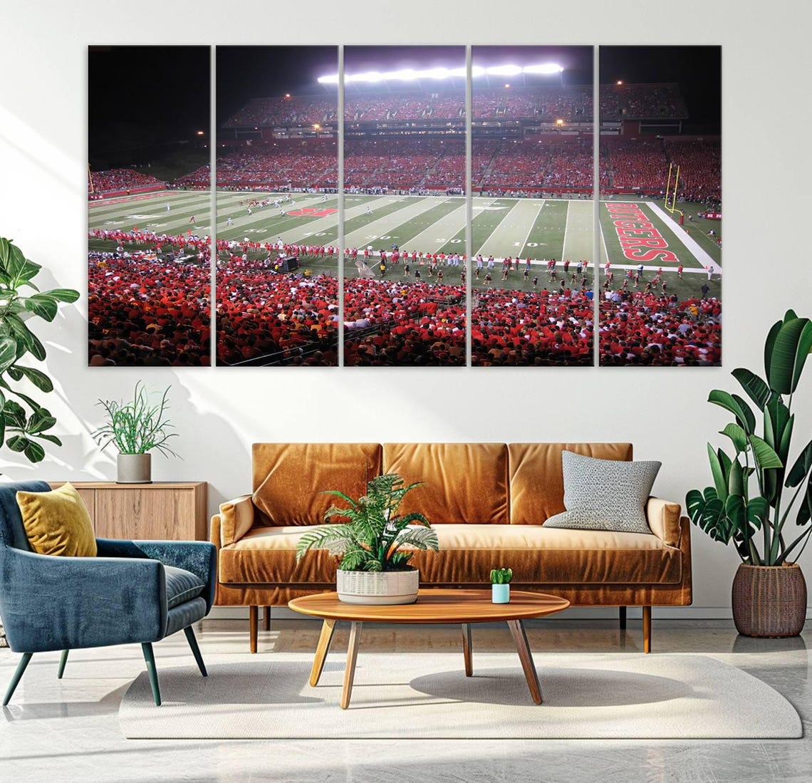 Rutgers Football Stadium Canvas Wall Art - Panoramic Night Game View ...