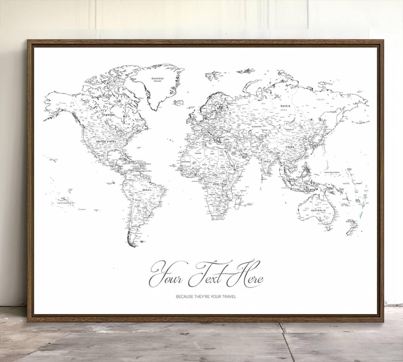 Personalized Travel Maps, Custom Maps, Framed Push Pin World Map ...