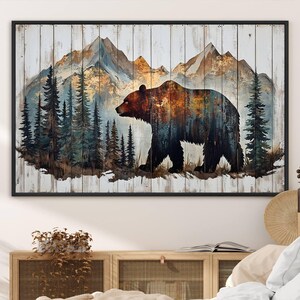 Rustic Bear in Forest Landscape Canvas Art Print, Majestic Bear ...