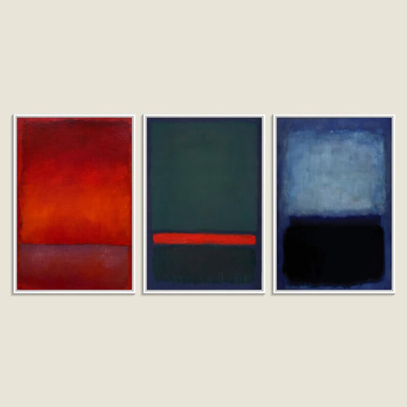 Mark Rothko Set of 3 Reproduction Canvas Wall Art Print, Rothko ...
