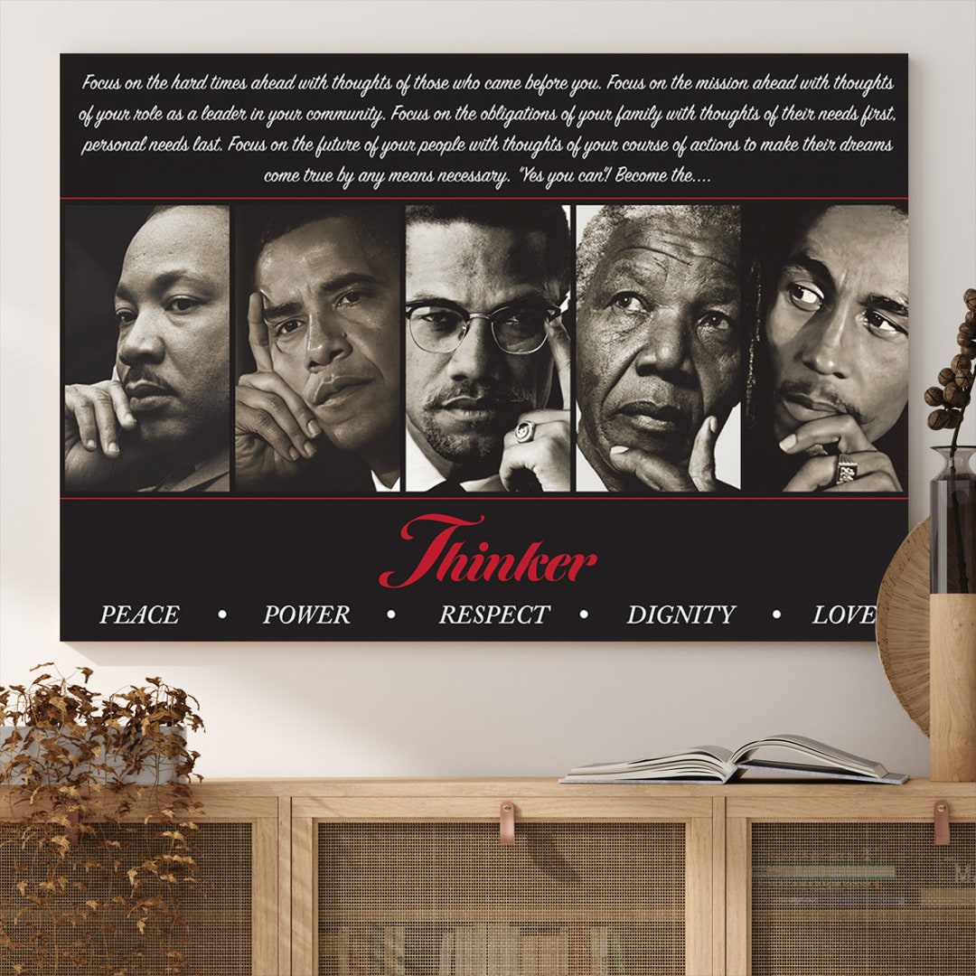 Thinker Wall Art, Obama, Martin, Malcolm X, Mandela, Marley, Thinker ...