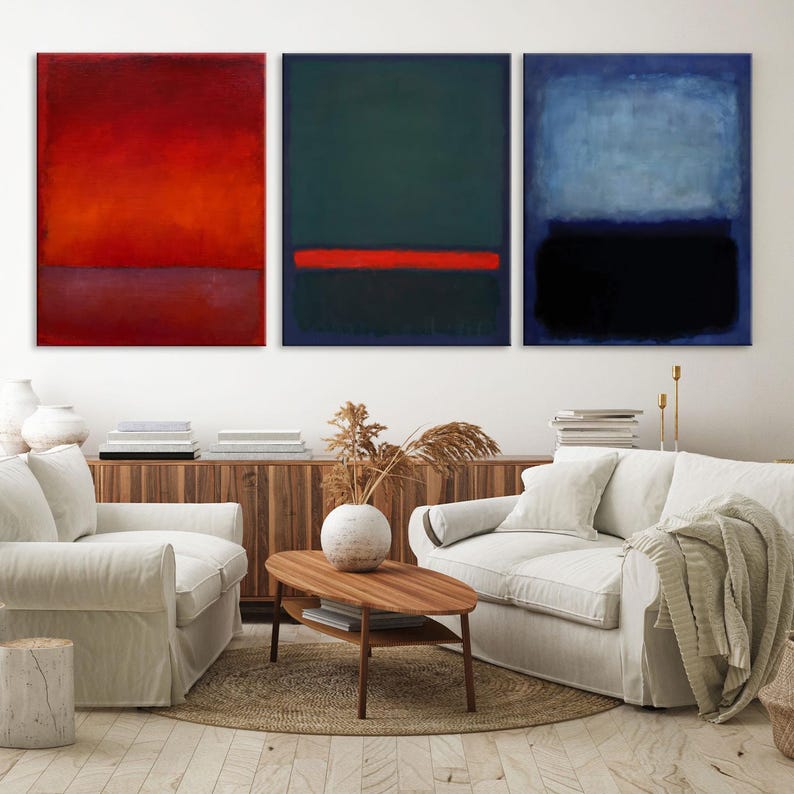 Mark Rothko Set of 3 Reproduction Canvas Wall Art Print, Rothko ...