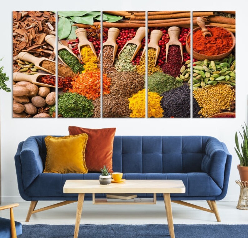 Colorful Spices Wall Art, Kitchen Wall Decor, Food Wall Art, Restaurant ...